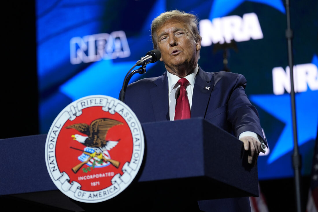 Trump tells NRA members ‘no one will lay a finger on your firearms’ if ...